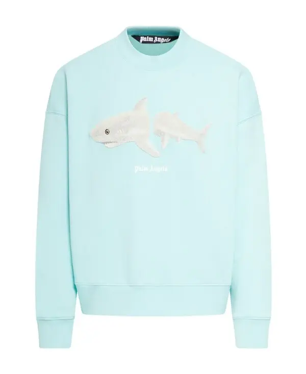 Palm Angels Broken Shark Crewneck Sweatshirt - Blue