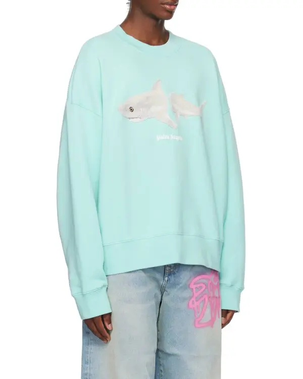Palm Angels Broken Shark Crewneck Sweatshirt - Blue