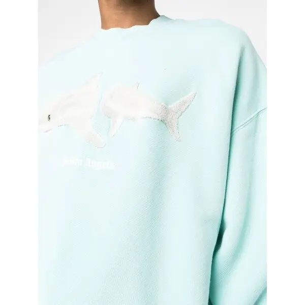 Palm Angels Broken Shark Crewneck Sweatshirt - Blue