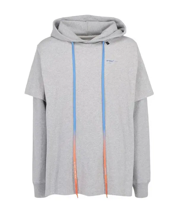 Off-White Graffiti Logo Printed Laminated Hoodie - Gray