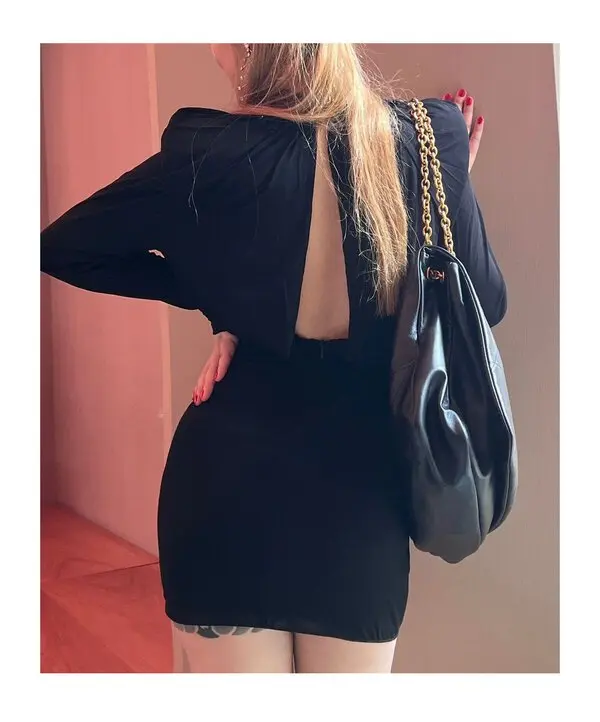 Saint Laurent Long-sleeved High-necked Crepe Jersey Dress