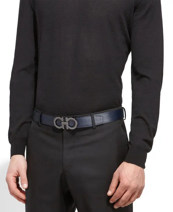 FERRAGAMO Gancini Buckle Reversible Belt - Black