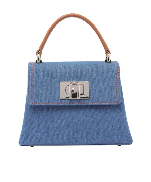 Furla 1927 Mini Denim Tote Bag - Blue