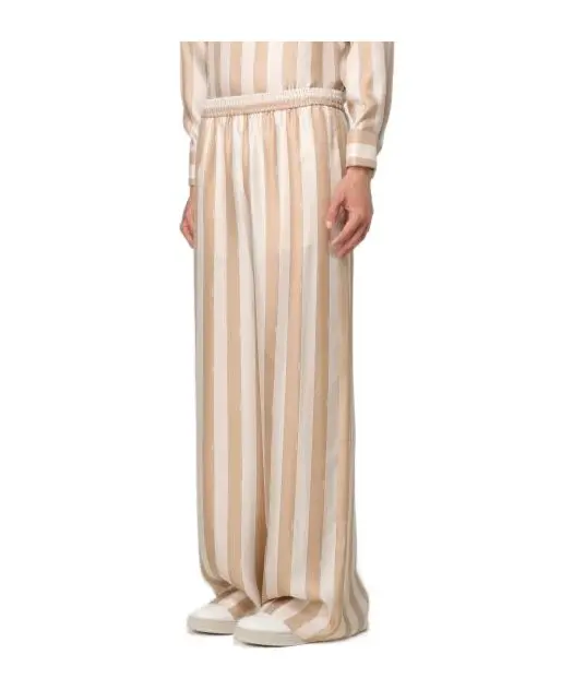 Fendi Striped Wide-leg Pants - Beige