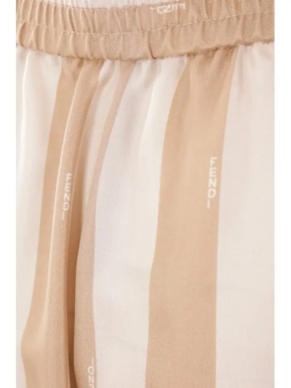 Fendi Striped Wide-leg Pants - Beige