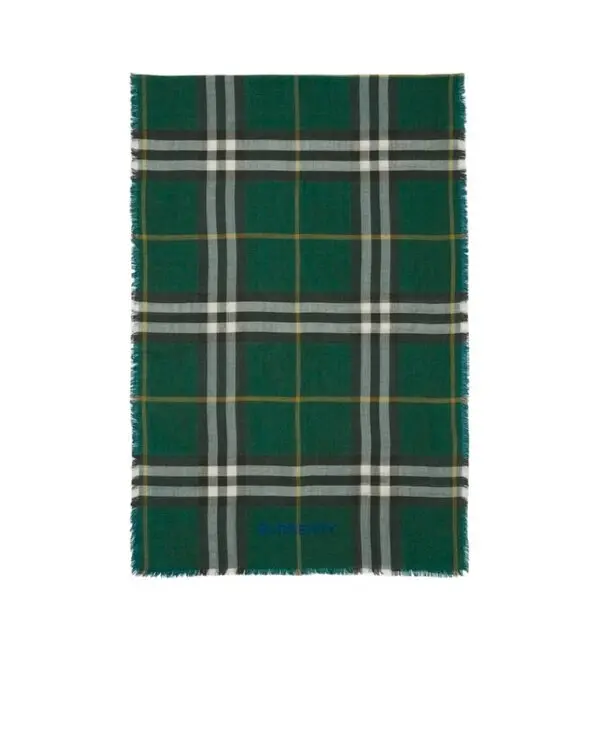 Burberry Vintage-check Frayed-edge Scarf - Green