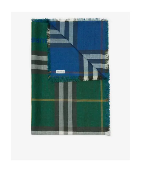 Burberry Vintage-check Frayed-edge Scarf - Green