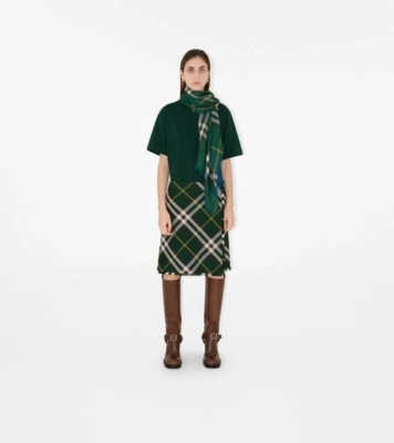 Burberry Vintage-check Frayed-edge Scarf - Green