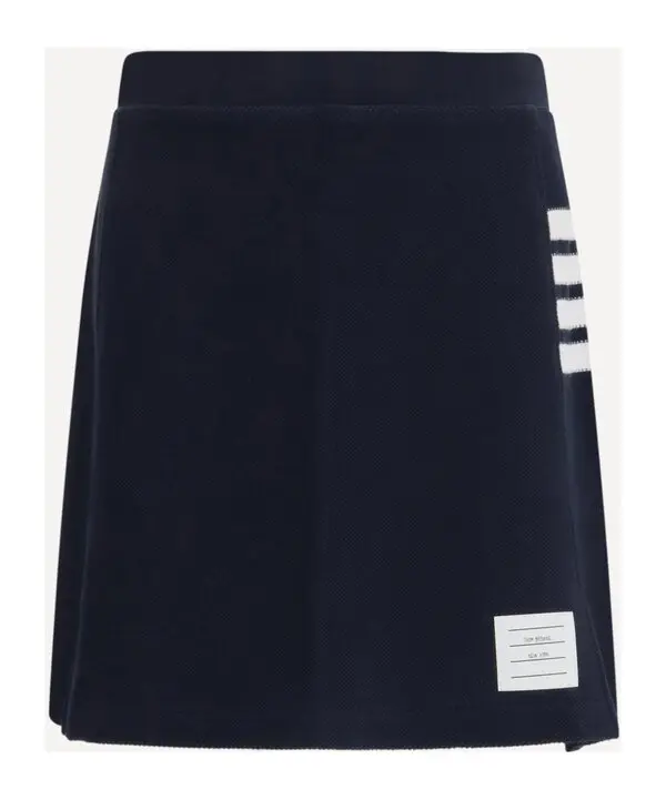 Thom Browne Navy Pique Label Appliqué Mini Skirt