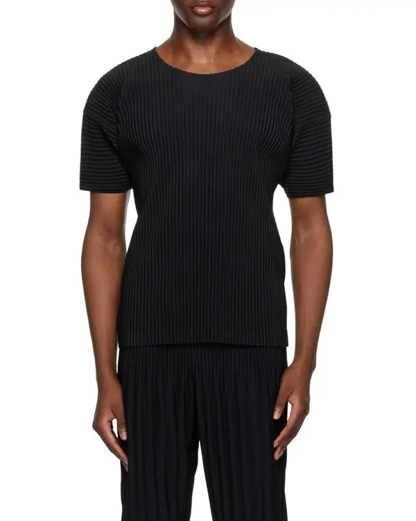 Issey Miyake Homme Pliss Pleated Crewneck T-shirt - Black
