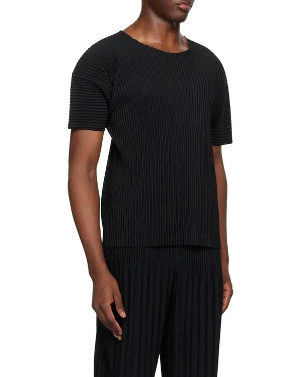 Issey Miyake Homme Pliss Pleated Crewneck T-shirt - Black