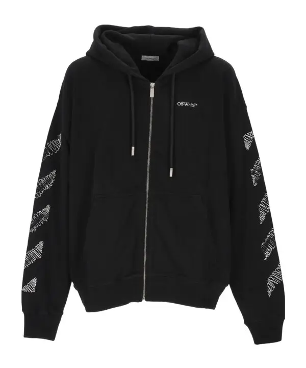 Off-White Zip-up Drawstring Hoodie