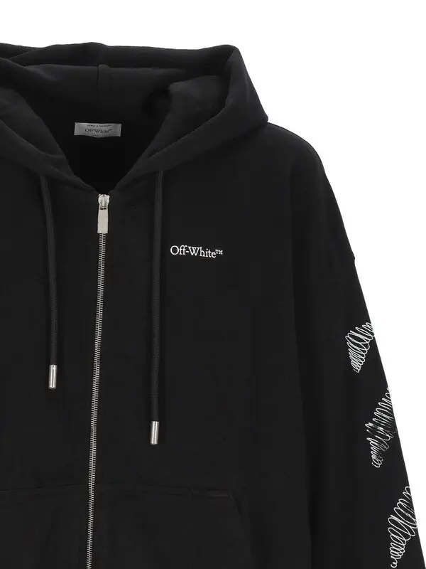 Off-White Zip-up Drawstring Hoodie