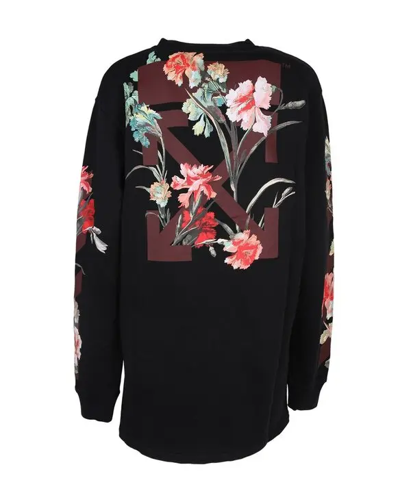Off-White Floral Print Long Sleeve Dress