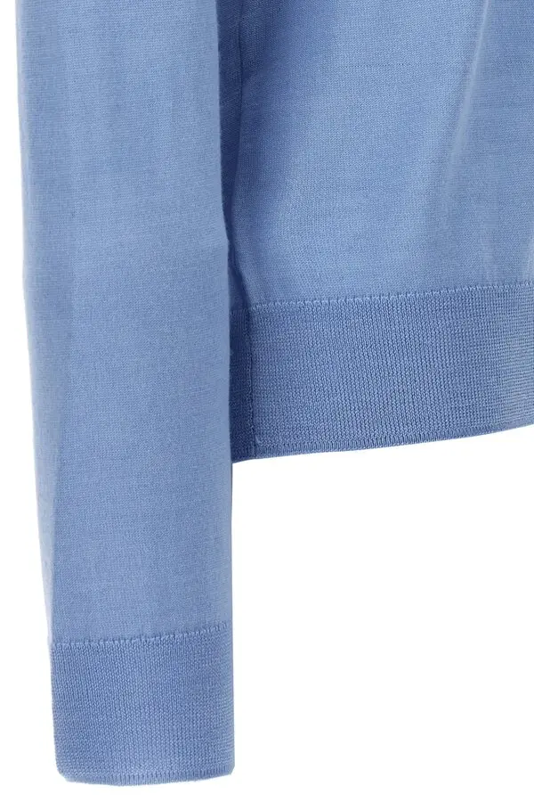 P.a.r.o.s.h Linfa Fine-knit Jumper With V-neck And Ribbed Details - Blue