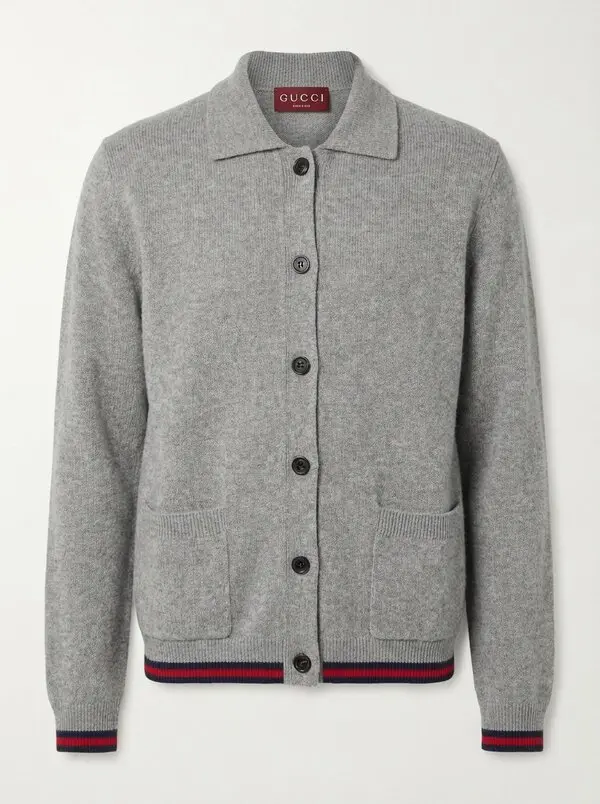 Gucci Cardigan With Pointed Collar And Ribbed Hem