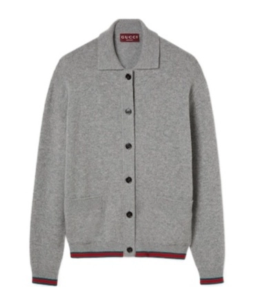 Gucci Cardigan With Pointed Collar And Ribbed Hem