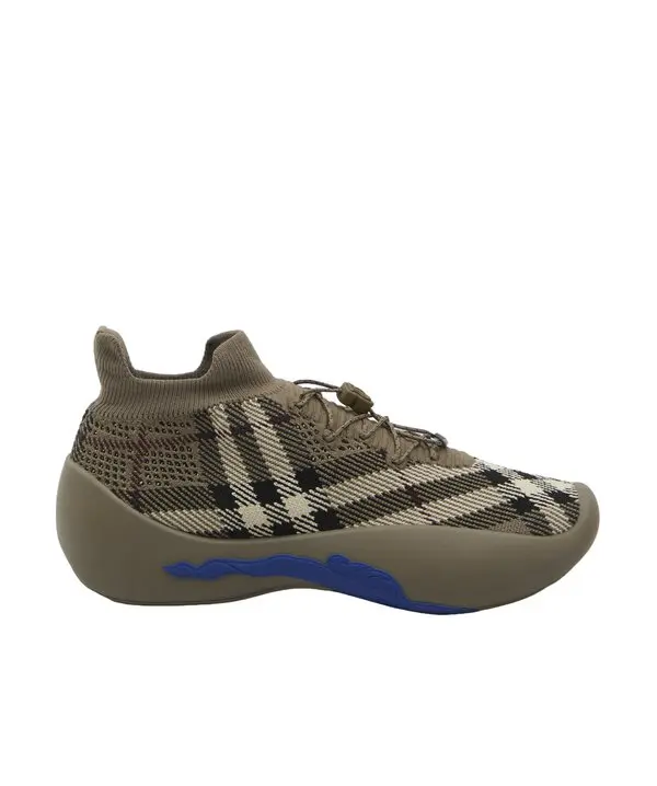 Burberry Checked Knit Sneakers - Brown