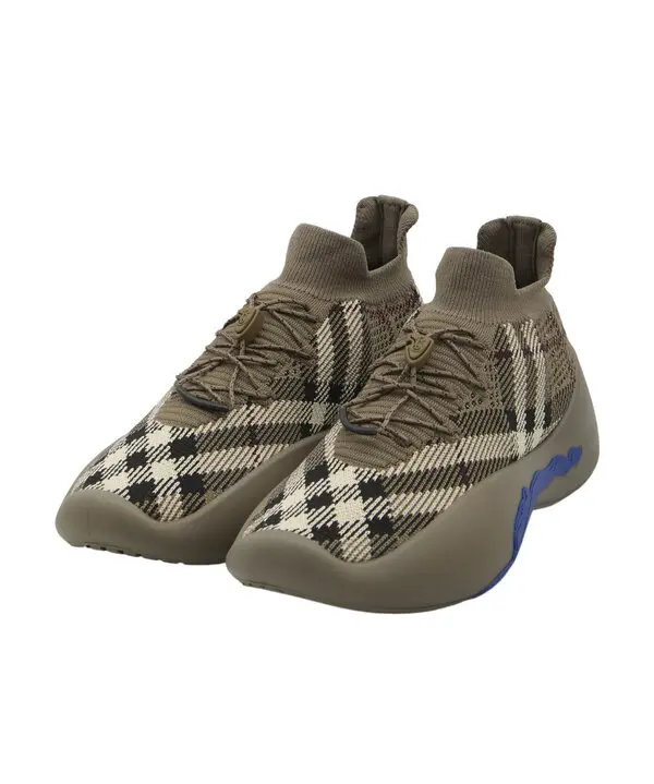 Burberry Checked Knit Sneakers - Brown