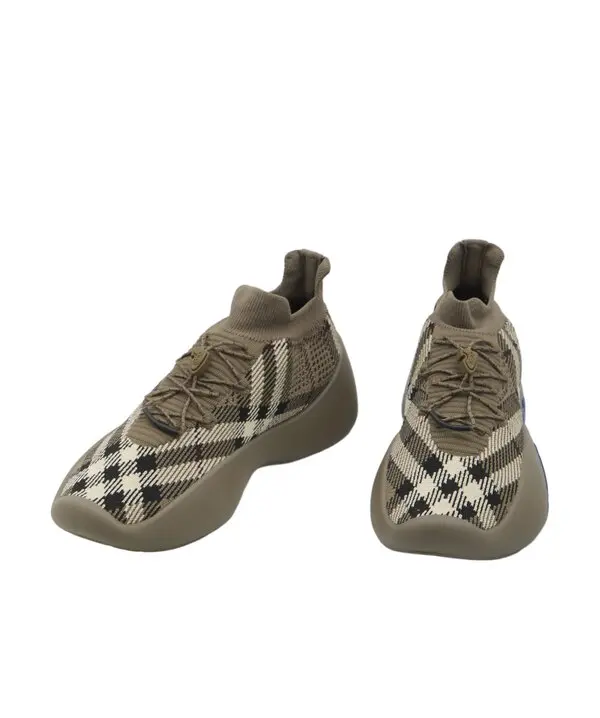 Burberry Checked Knit Sneakers - Brown