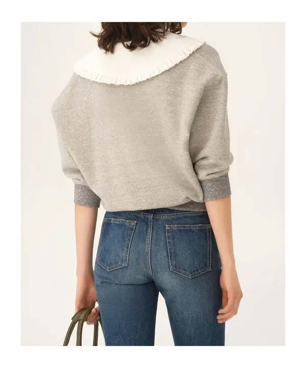 Chloé V-neck Fleece Jumper With Ruffled Silk Collar