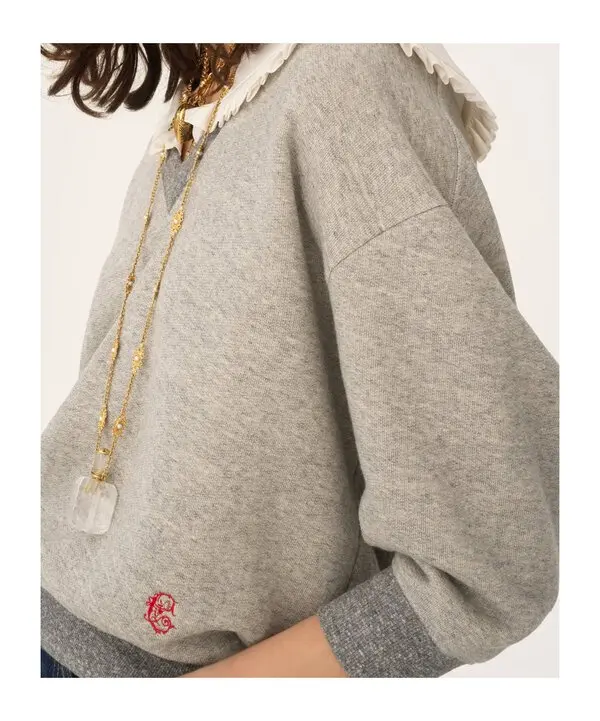 Chloé V-neck Fleece Jumper With Ruffled Silk Collar