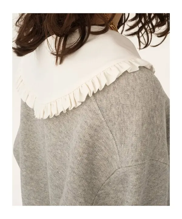 Chloé V-neck Fleece Jumper With Ruffled Silk Collar