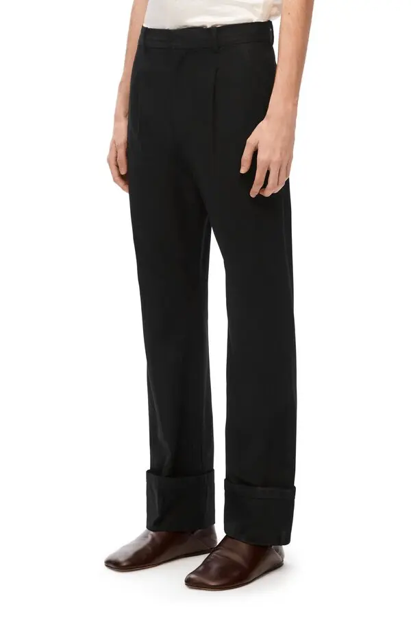 Loewe Fisherman Turn-up Trousers In Cotton Gabardine