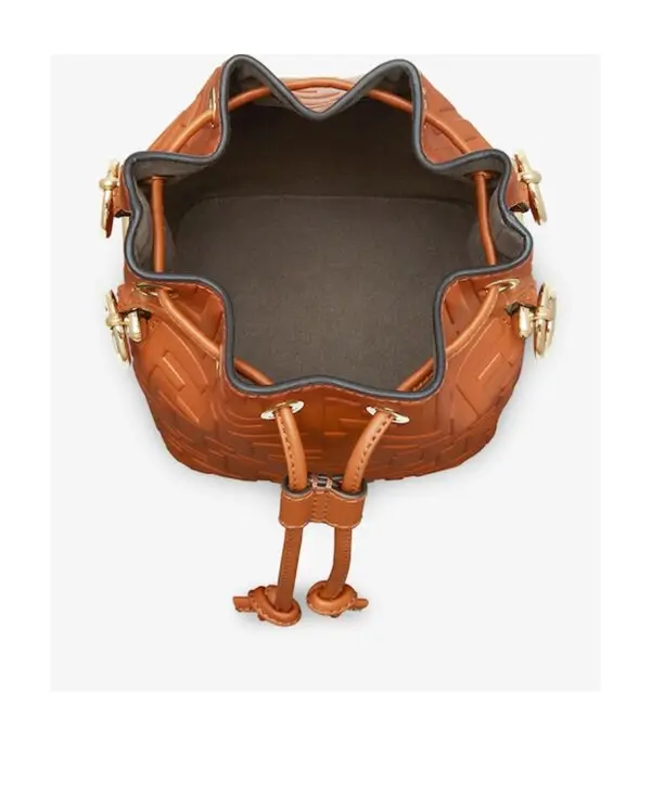 Fendi Ff Motif Leather Mini Bucket Bag - Brown