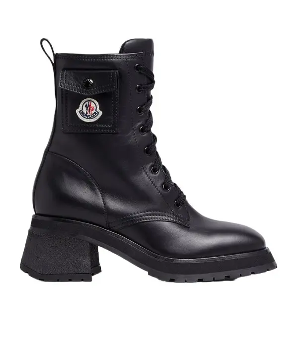 Moncler Gigi Lace Up Combat Boots - Black