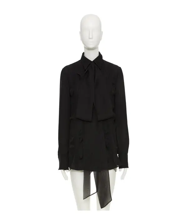 Valentino Garavani Pussy-bow Long-sleeved Shirt - Black