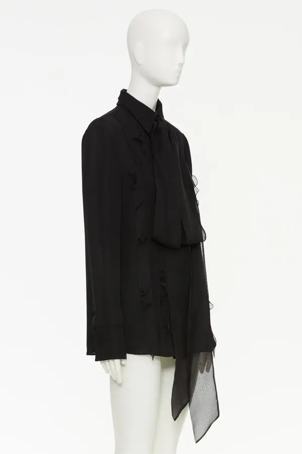 Valentino Garavani Pussy-bow Long-sleeved Shirt - Black
