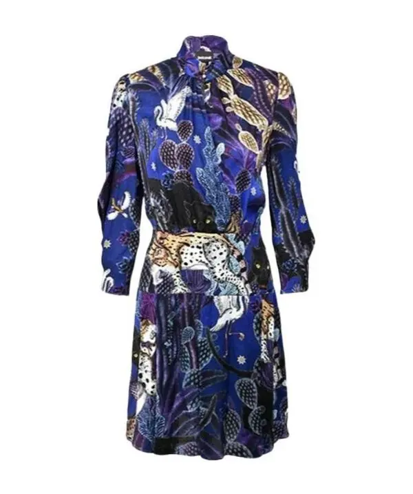 Just Cavalli Printed Long-sleeved Dress - Blue