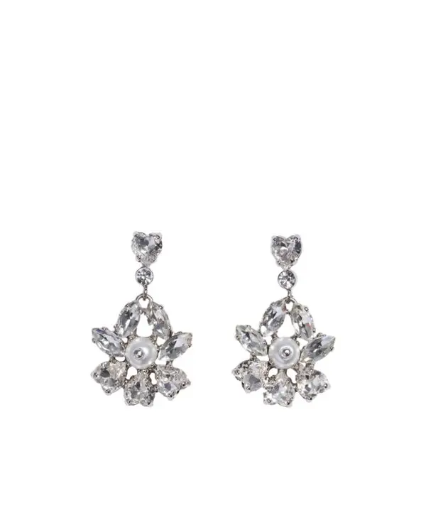 Simone Rocha Embellished Flower Drop Earrings - Gray