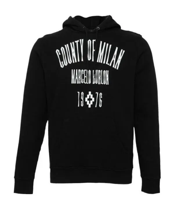 MARCELO BURLON COUNTY OF MILAN Logo Printed Hooded Sweater - Black