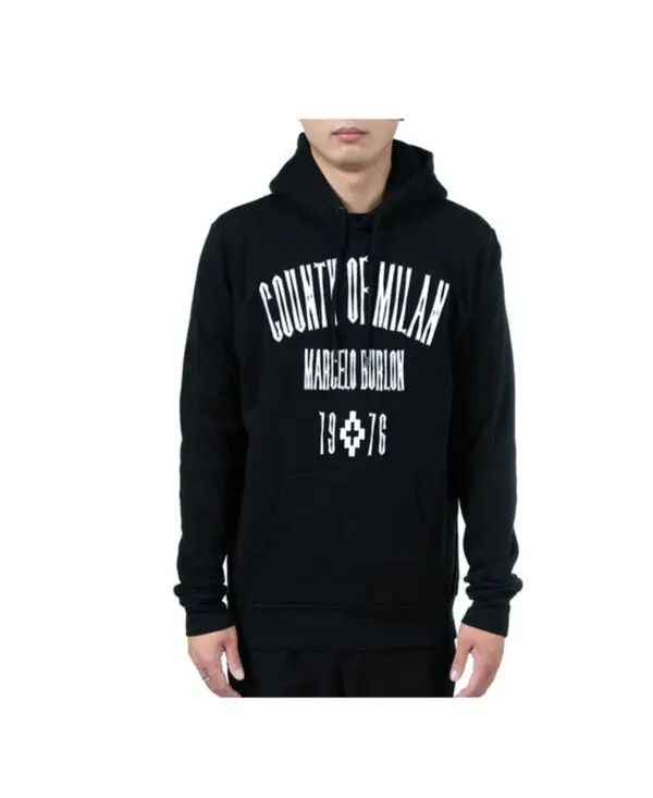 MARCELO BURLON COUNTY OF MILAN Logo Printed Hooded Sweater - Black