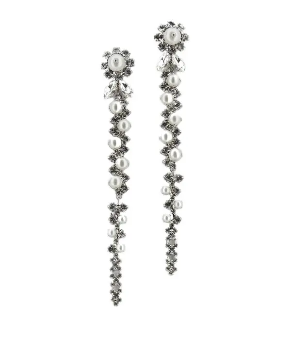 Simone Rocha Embellished Beaded Drop Earrings - Gray
