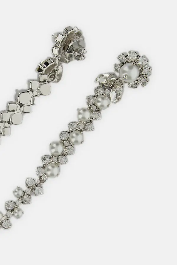 Simone Rocha Embellished Beaded Drop Earrings - Gray