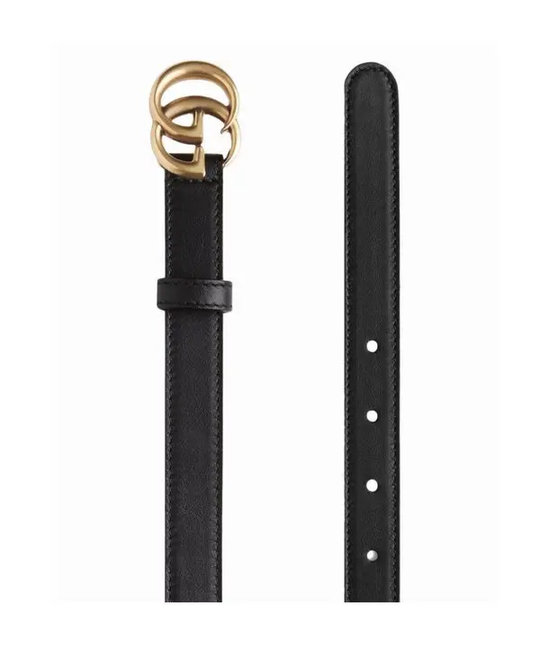 Gucci Gg Marmont Skinny Belt - Black