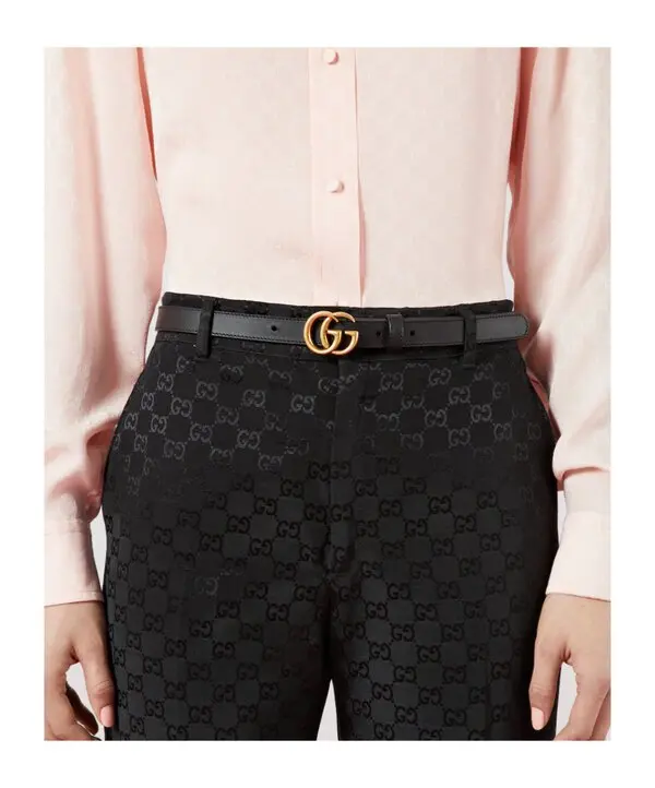 Gucci Gg Marmont Skinny Belt - Black