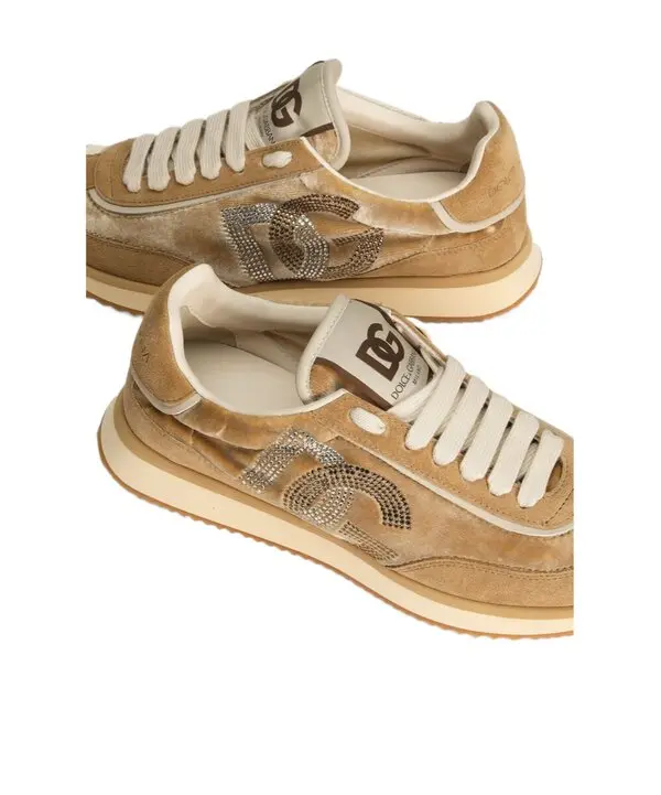 Dolce & Gabbana Dg Logo Embellished Sneakers - Beige