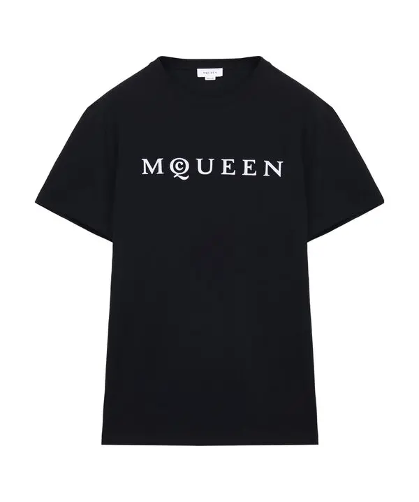 Alexander McQueen Flocked-logo Crewneck T-shirt - Black