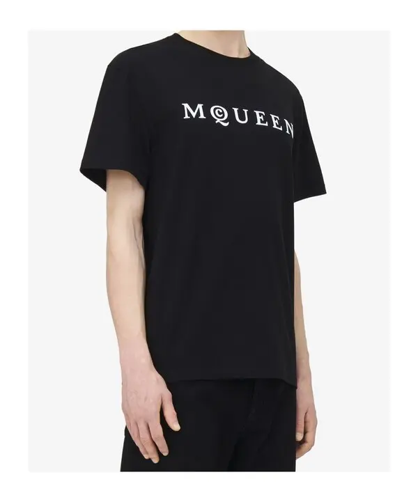 Alexander McQueen Flocked-logo Crewneck T-shirt - Black