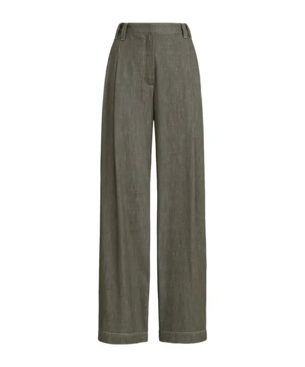 Brunello Cucinelli Wide-leg Pleated Trousers - Green