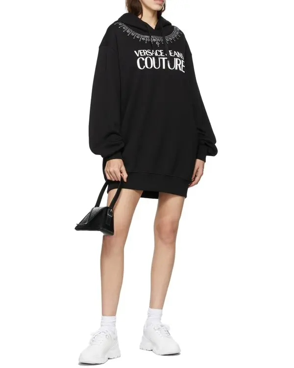 Versace Studded Logo Hoodie Dress