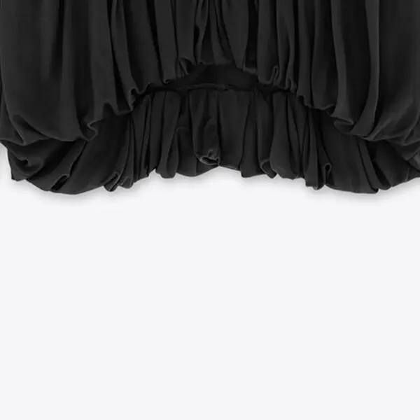 Saint Laurent Cropped Jersey Top With Pleated Details - Black