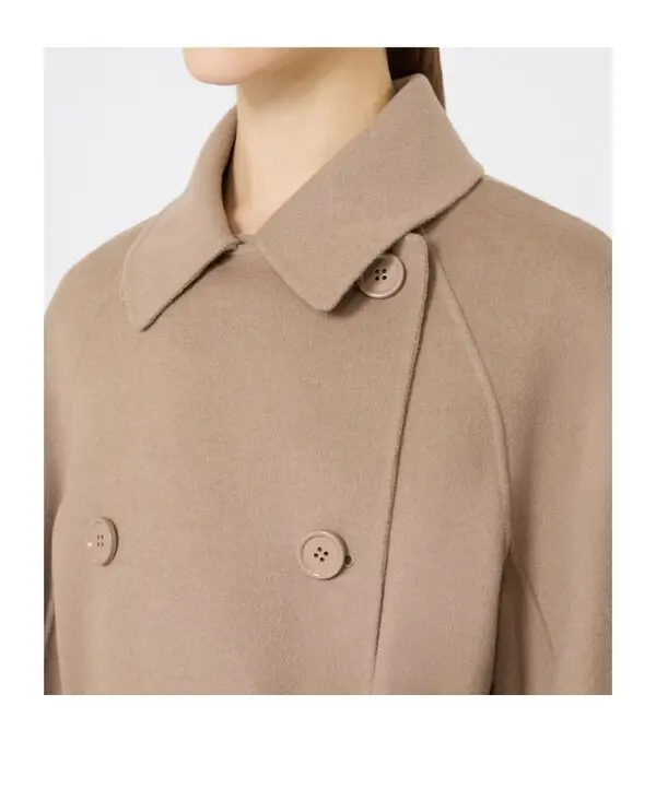Max Mara Louise Double Breasted Short Belted Jacket - Beige
