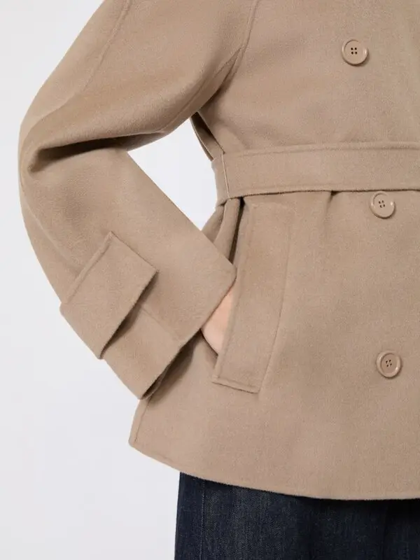Max Mara Louise Double Breasted Short Belted Jacket - Beige
