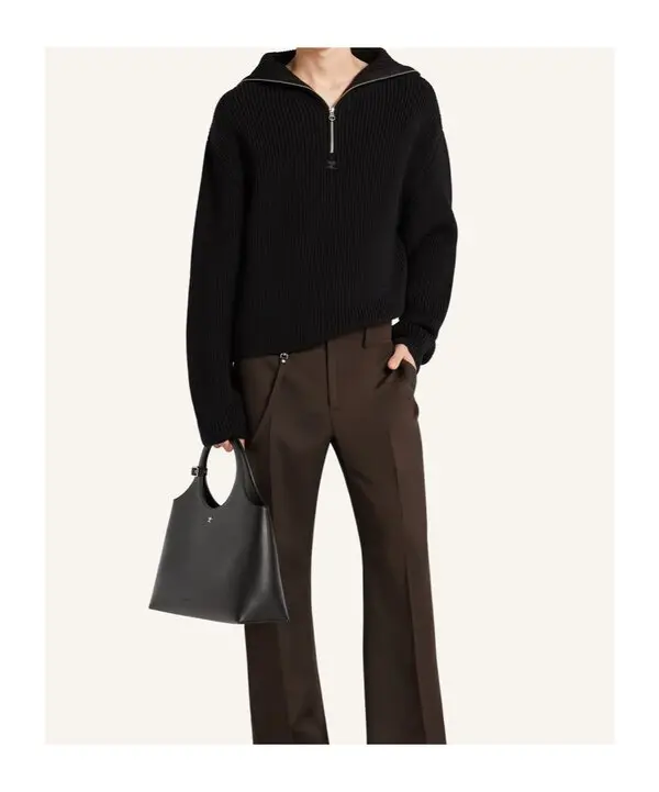 COURREGES Courrèges Half-zip Jumper With Logo Embroidery - Black