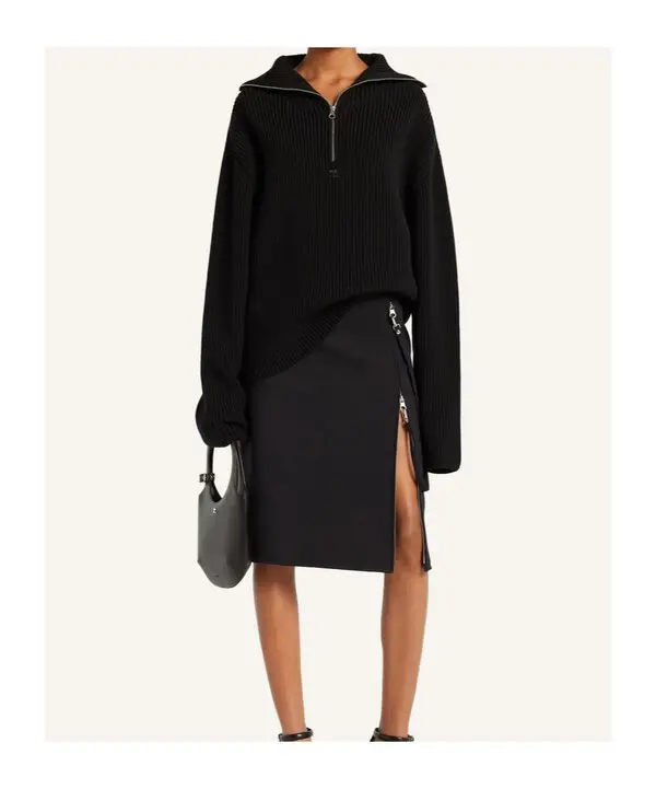 COURREGES Courrèges Half-zip Jumper With Logo Embroidery - Black